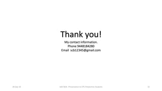 Soft skills Presentation for CPC Polytechnic,MYSURU Students | PPT