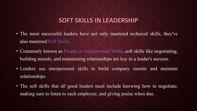 Soft skills in leadership | PPTX | Executive Leadership & Management ...