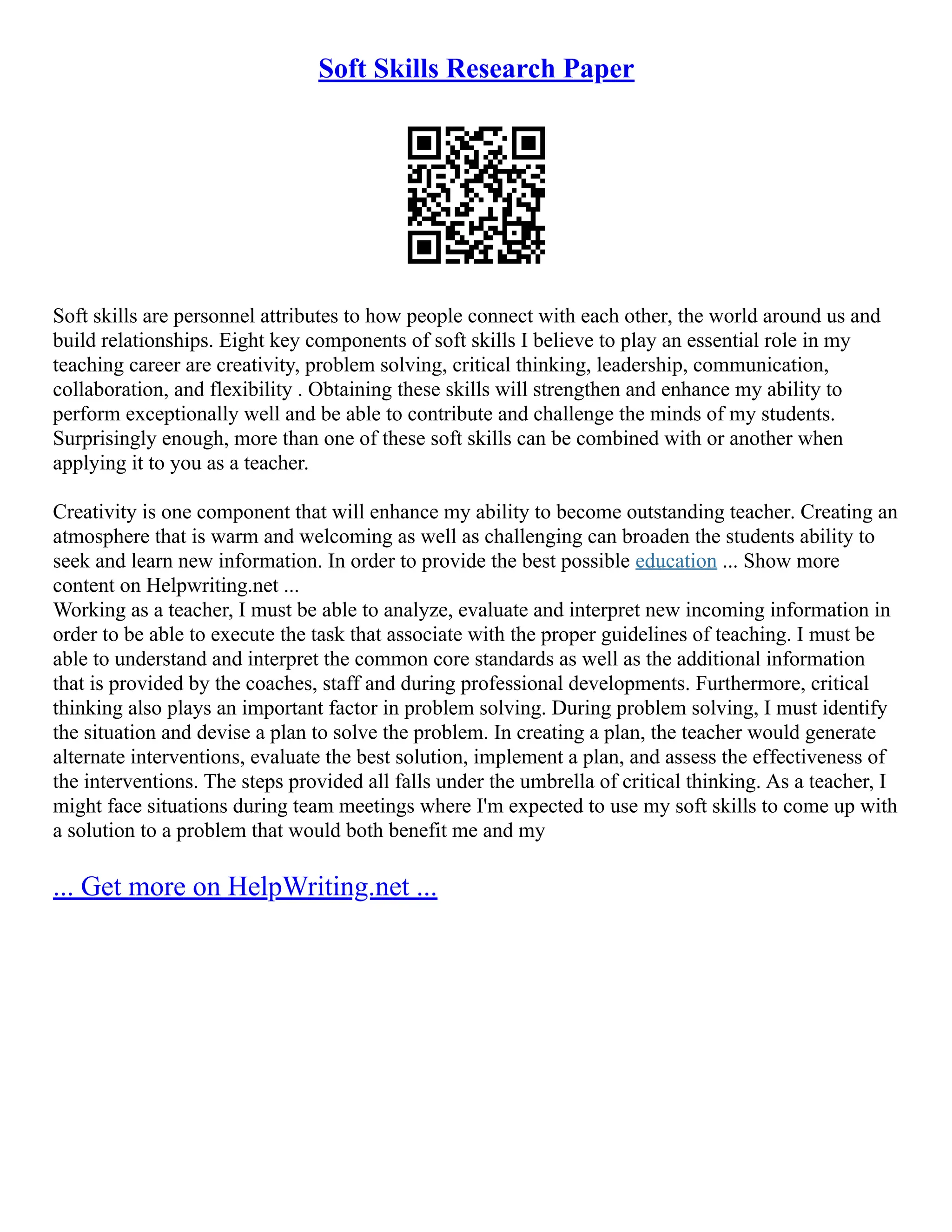 Soft Skills Research Paper | PDF