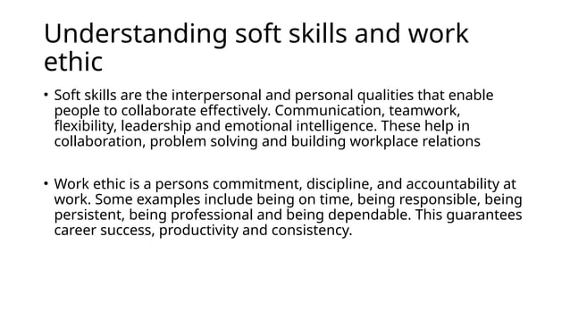 Soft skills vs work ethic powerpoint for chemistry | PPT