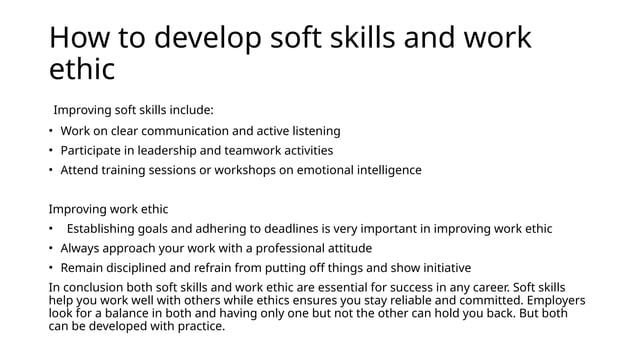 Soft skills vs work ethic powerpoint for chemistry | PPT