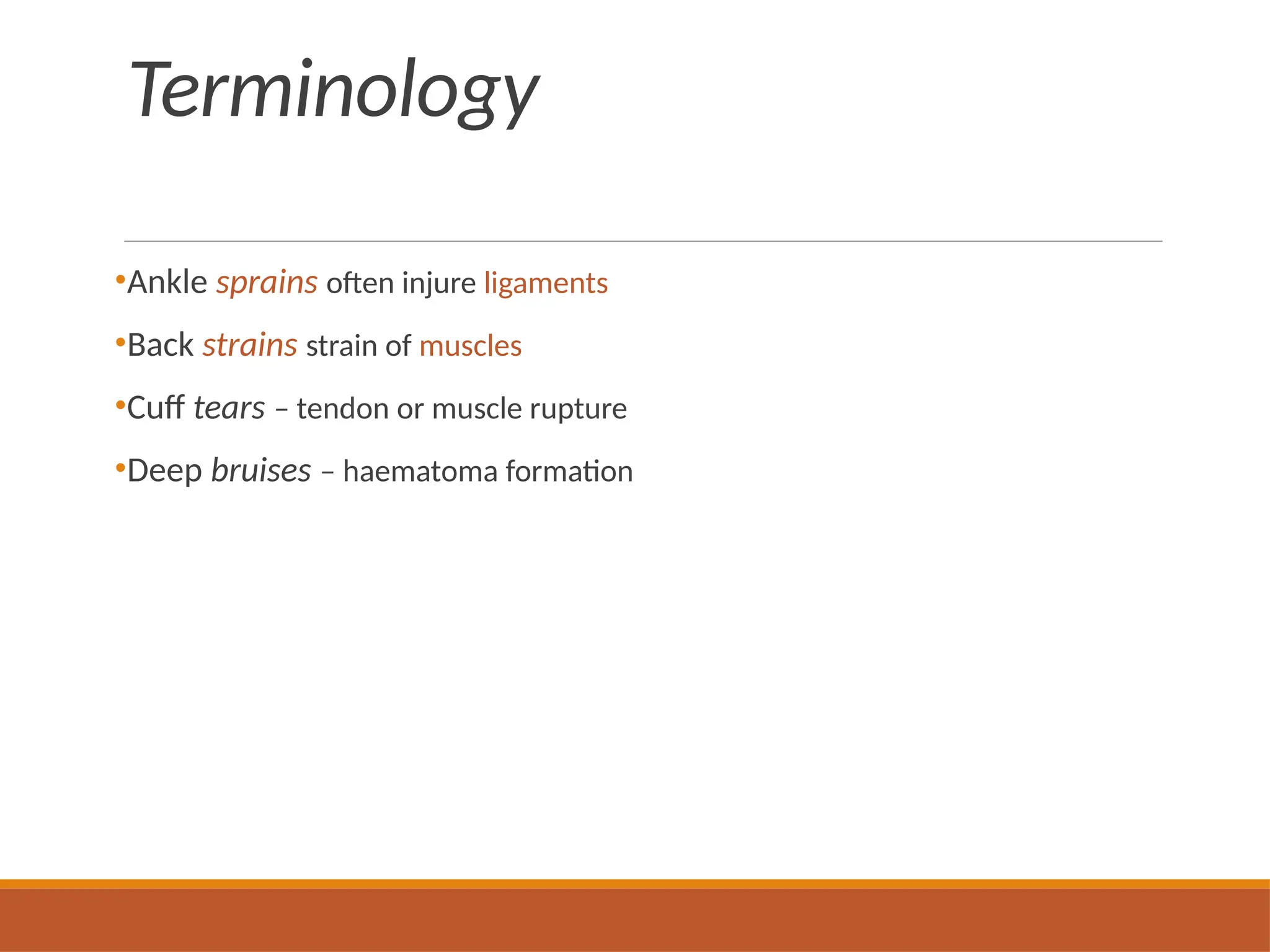 Soft tissue injuries - Muscles , ligaments and tendon injuries | PPTX
