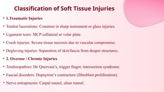 soft tissue injuries of Hand physiotherapy | PPTX