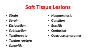 SOFT TISSUE INJURY MANAGEMENT IN PHYSIOTHERAPY | PPTX