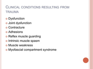 Soft tissue lesions/sprain,strian,acute injury, subacute injury ...