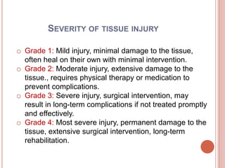 Soft tissue lesions/sprain,strian,acute injury, subacute injury ...