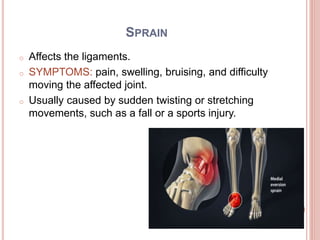 Soft tissue lesions/sprain,strian,acute injury, subacute injury ...