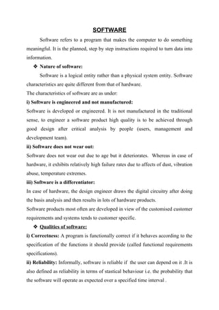 Nature and Qualities of Software, Types of Software | PDF