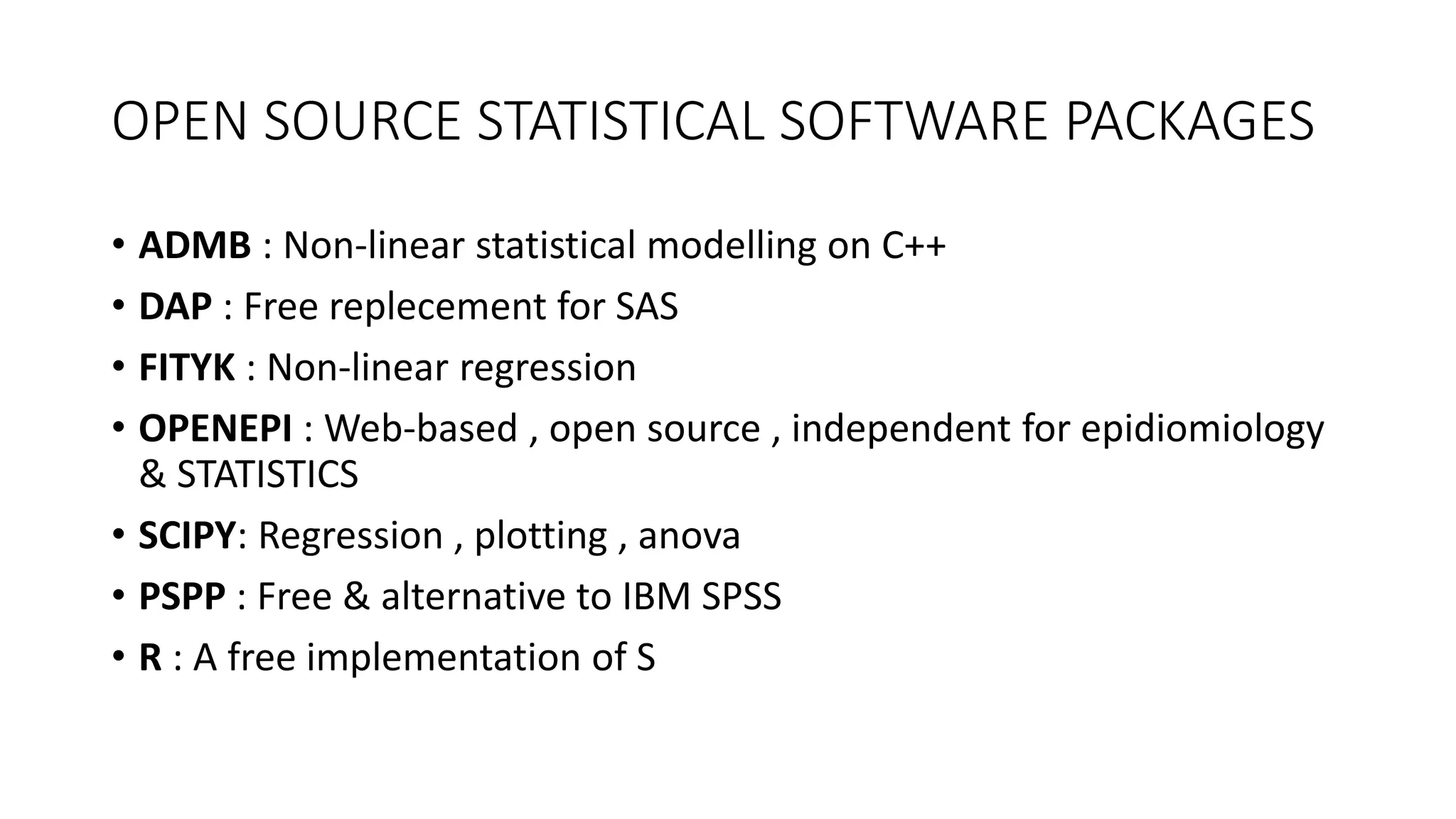 Statistical software packages ,their layout & applications | PPTX