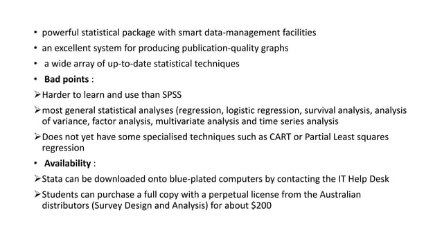 Statistical software packages ,their layout & applications | PPTX