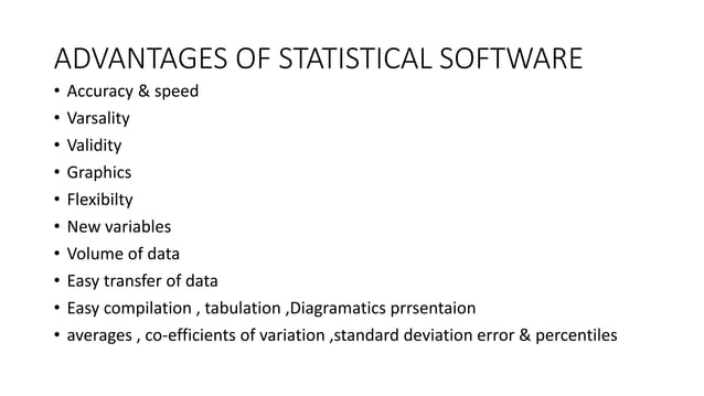 Statistical software packages ,their layout & applications | PPTX