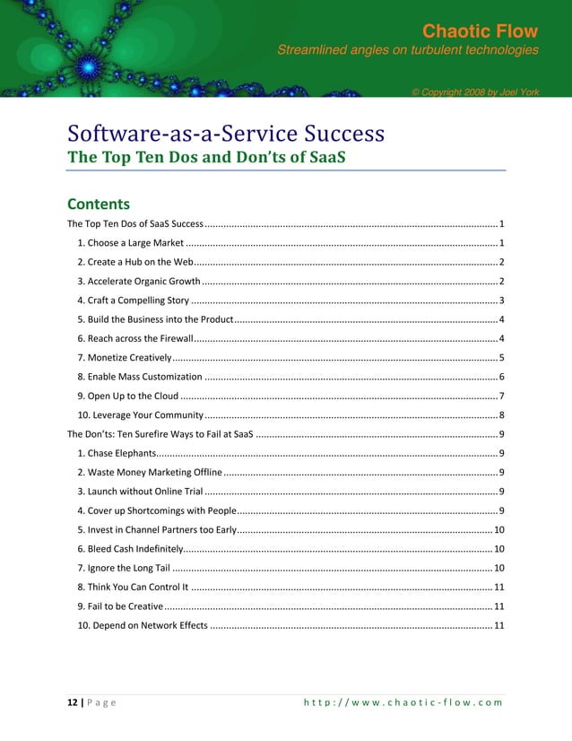 The Top Ten Dos and Don’ts of SaaS | PDF