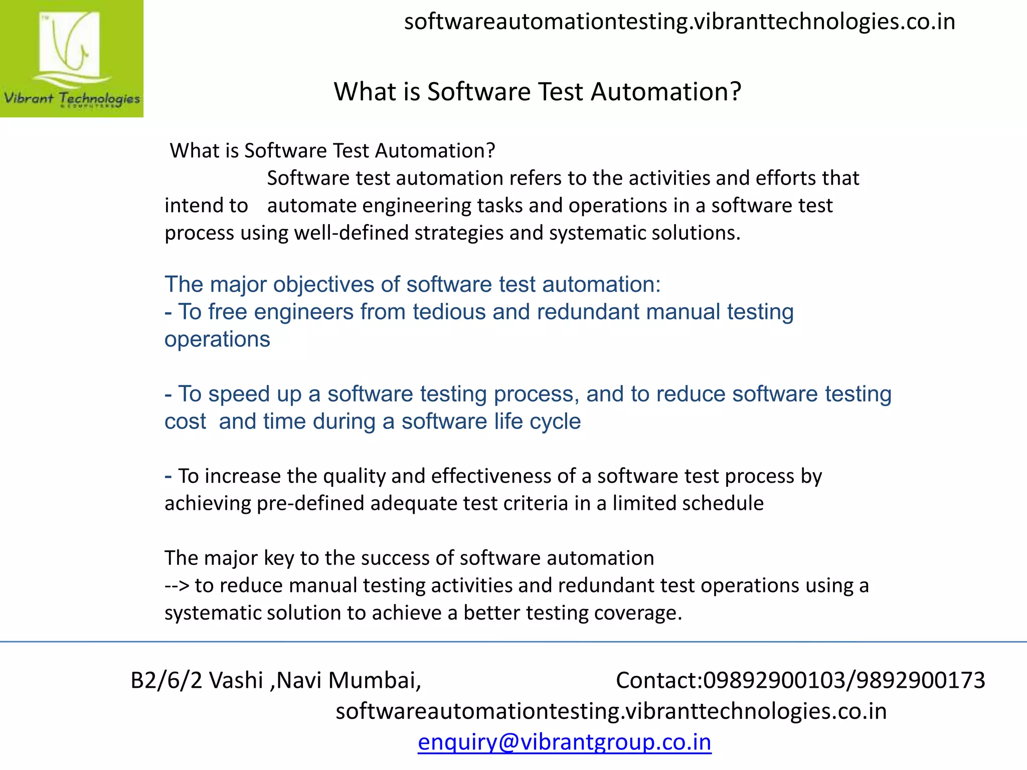 Software Automation Testing Course Navi Mumbai Software Automation