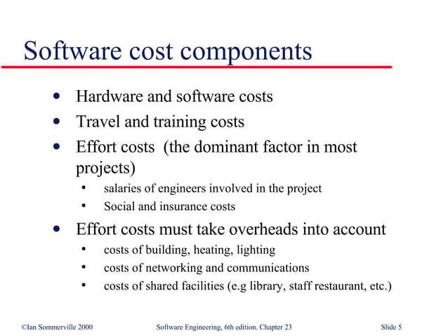 Software Cost Estimation in Software Engineering SE23 | PPT