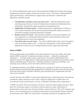 The Future of Software Defined Data Center (SDDC) | DOCX | Cloud Computing | Internet