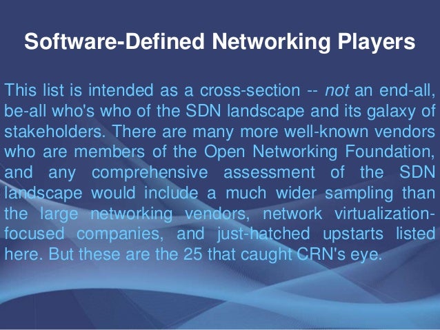 Software defined networking players