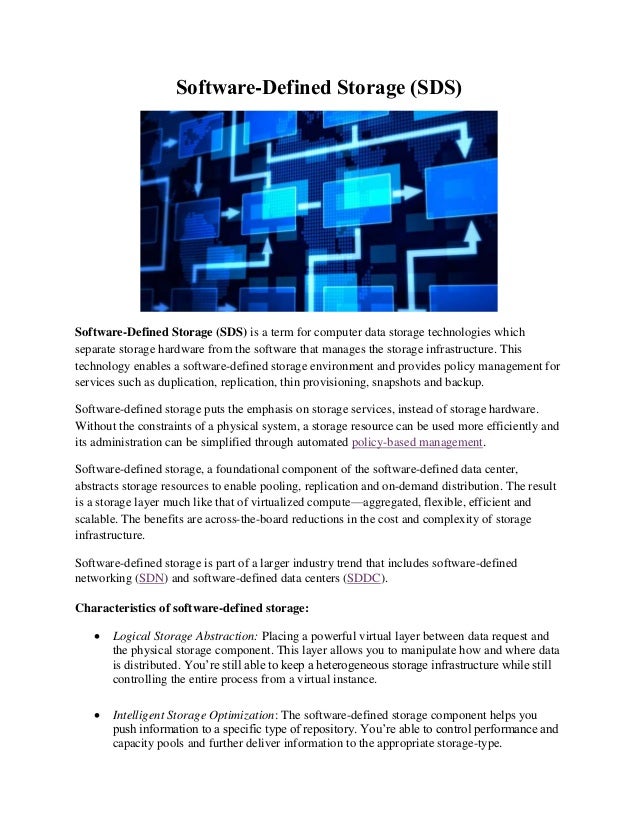 The Future of Software Defined Storage (SDS)