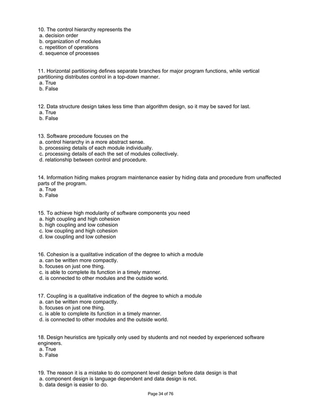 Software Engineering Quiz Doc Computer Software And Applications Computing