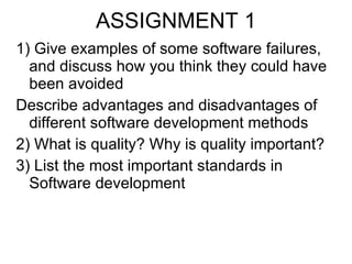 SOFWARE QUALITY, INTRODUCTION | PPT
