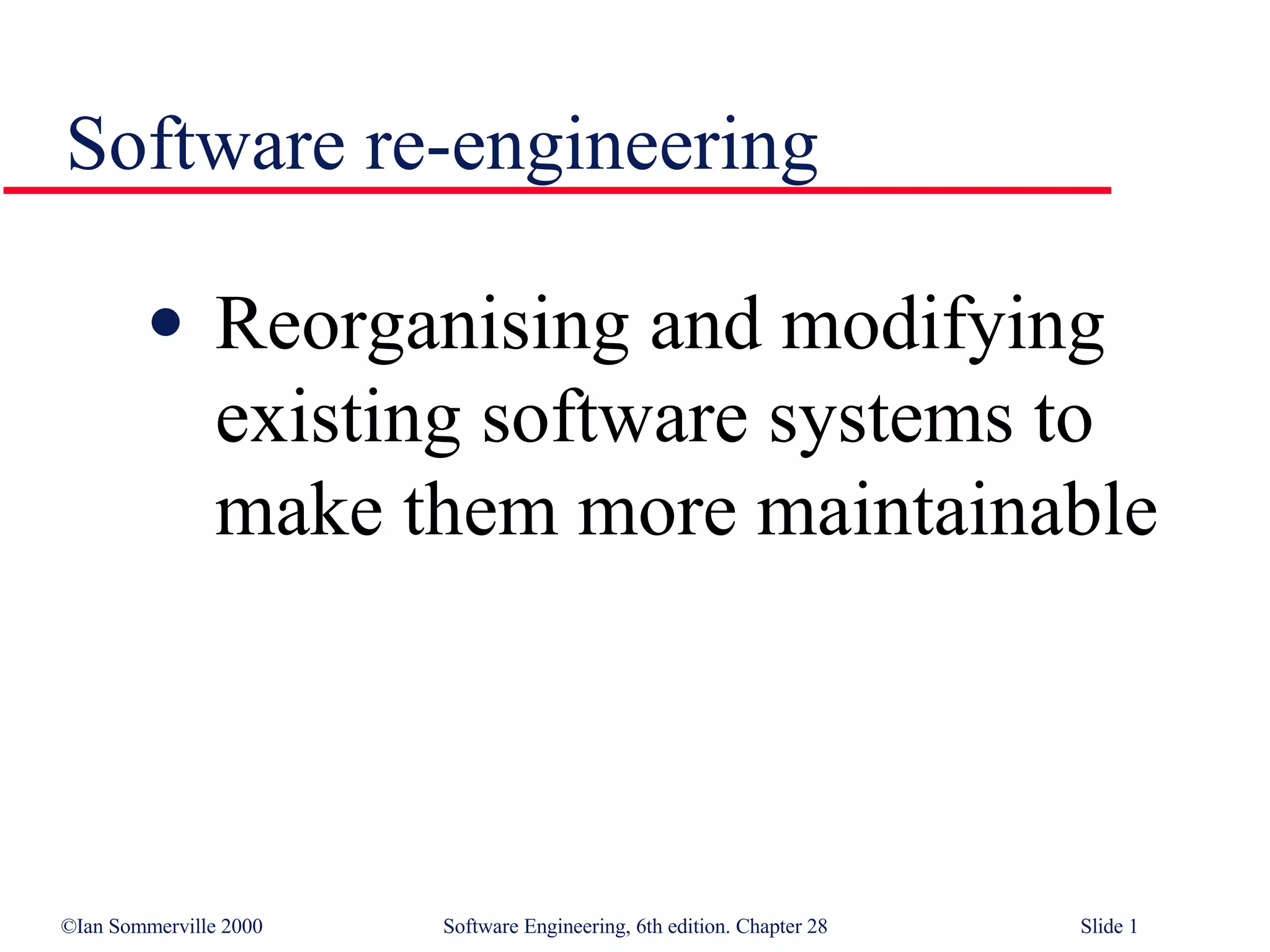 Software Re-Engineering in Software Engineering SE28 | PPT ...