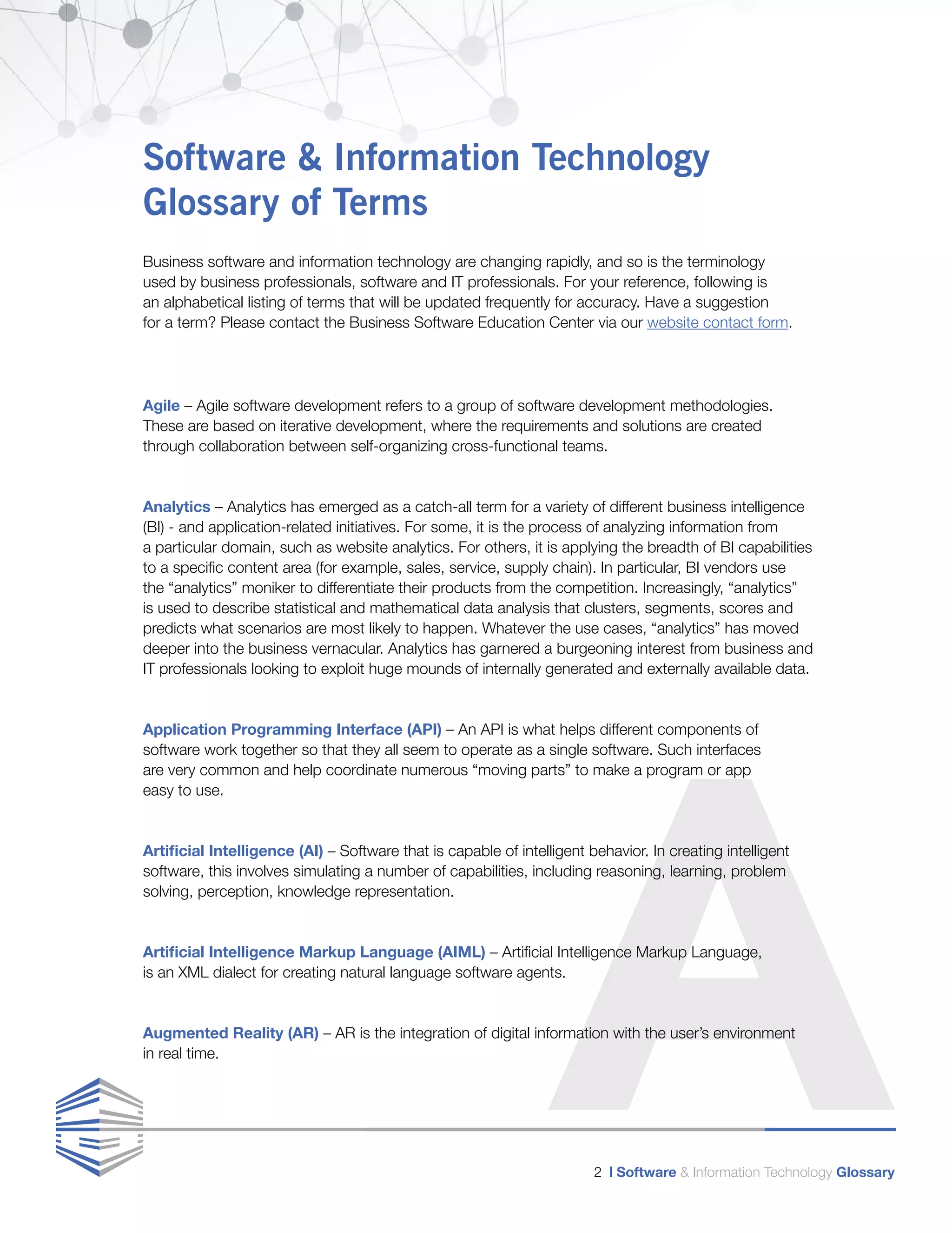 Software and Information Technology Glossary of Terms | PDF
