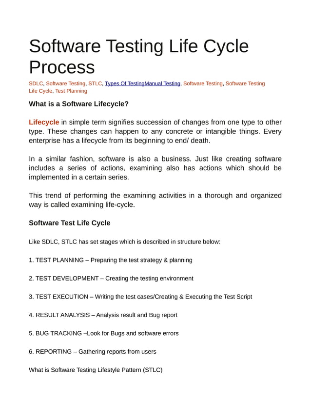 Software testing-life-cycle-process Process | PDF
