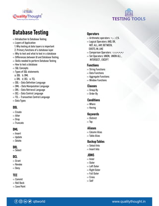 Testing Tools Training Institute In Hyderabad | PDF