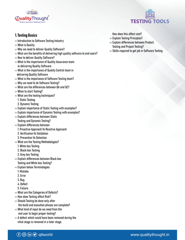 Testing Tools Training Institute In Hyderabad | PDF