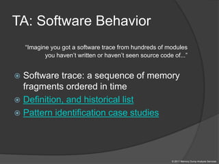 Software Trace and Memory Dump Analysis: Patterns, Tools, Processes and Best Practices | PPT