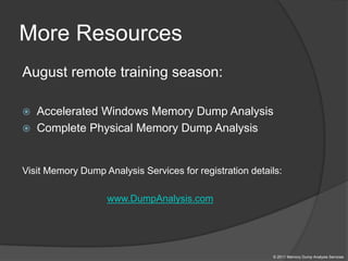 Software Trace and Memory Dump Analysis: Patterns, Tools, Processes and Best Practices | PPT