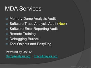 Software Trace and Memory Dump Analysis: Patterns, Tools, Processes and Best Practices | PPT ...