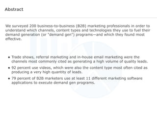 SoftwareAdvice IndustryView: B2B Demand Generation Report 2014 | PPT
