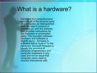 Software And Hardware | PPT | Operating Systems | Computer Software and ...