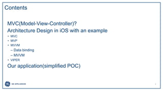 Software architectural design patterns(MVC, MVP, MVVM, VIPER) for iOS | PPT