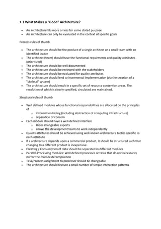 Software architecture Unit 1 notes | DOCX