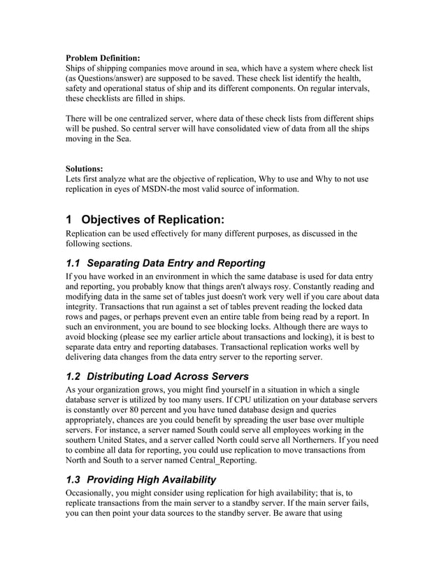 Software architecture case study - why and why not sql server replication | PDF