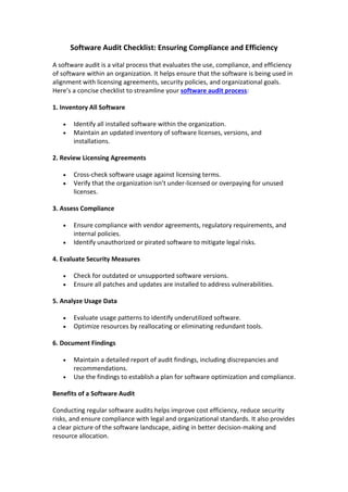 Simplify Your Software Audit with This Checklist! 📝 | PDF