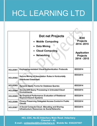 mca projects at hcl | DOCX