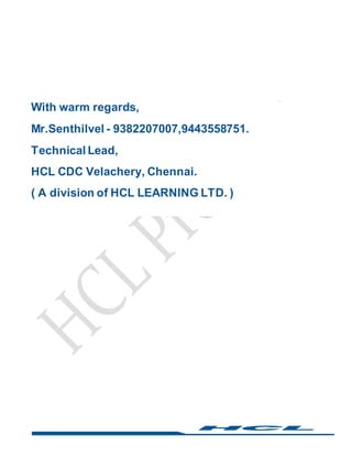 mca projects at hcl | DOCX