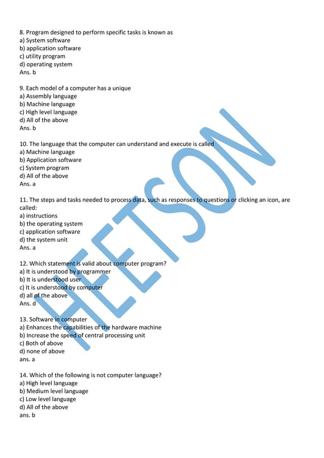 Software Concepts MCQ Computer Objective Questions | PDF