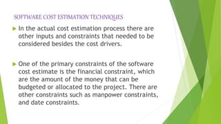 Software cost estimation techniques presentation | PPTX