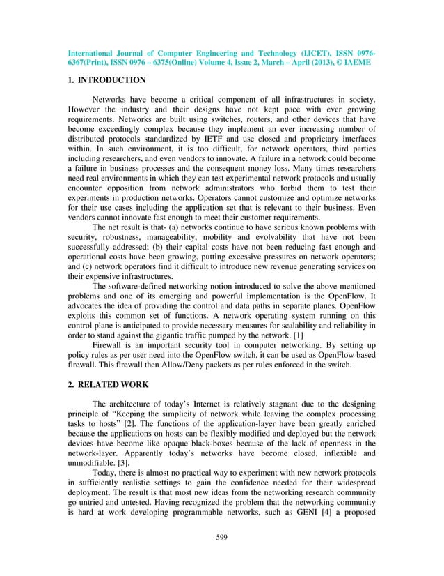 Software defined network based firewall technique | PDF | Computer Networking | Computing