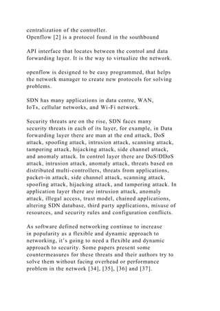 Software Defined Networking Attacks and Countermeasures .docx | Computer Networking | Computing