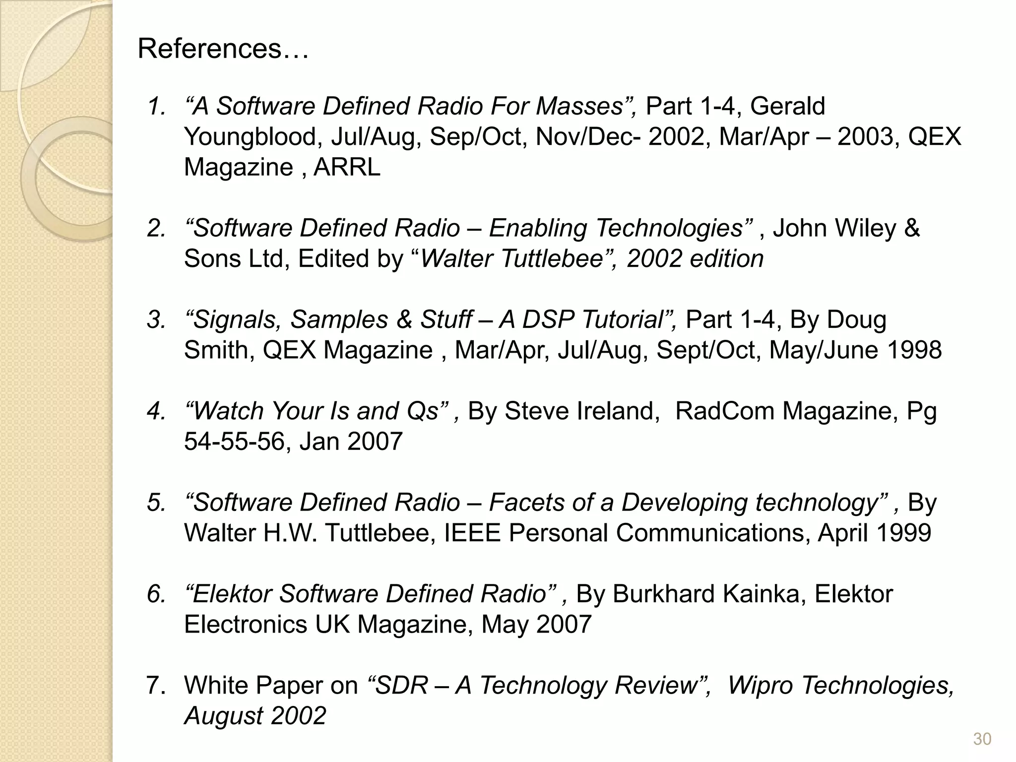 Software Defined Radio Pptx Digital Audio Computer Software And Applications