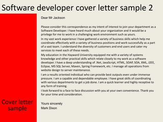 Software developer cover letter | PPTX