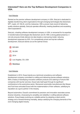 Top 10 Software Development Companies in USA 2025 | PDF