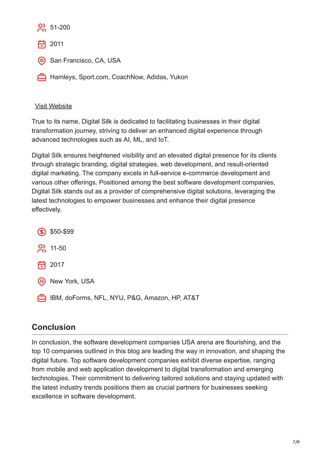 Top 10 Software Development Companies in USA 2025 | PDF