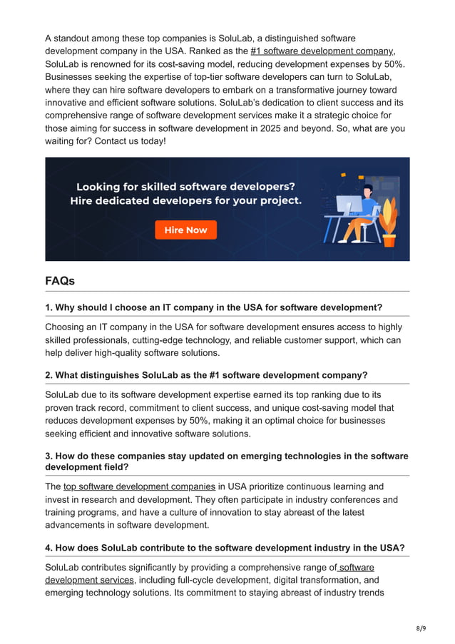 Top 10 Software Development Companies in USA 2025 | PDF