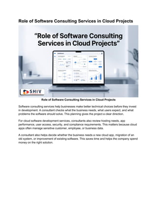 Role of Software Consulting in Cloud Business Transformation | PDF