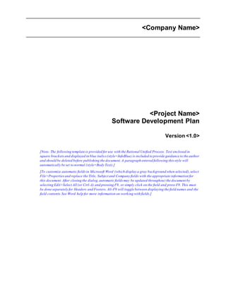 Software development plan template | DOCX